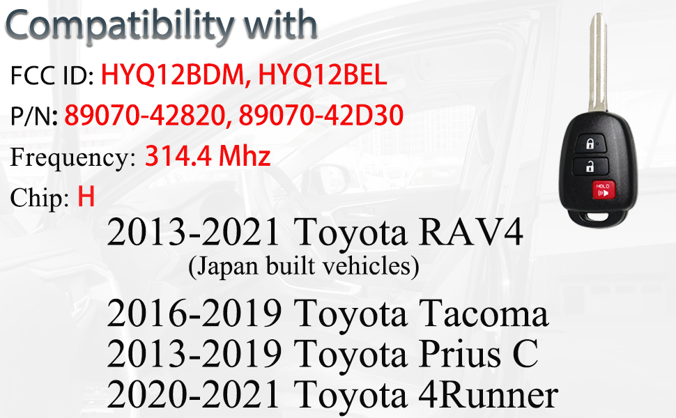 Amazon.com: SUPALAND Key Fob Keyless Entry Fits for Toyota Tacoma RAV4 ...