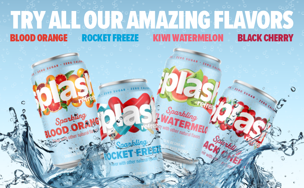 Amazon.com: Splash Refresher Sparkling Water, Kiwi Watermelon - 12-Pack, 16 Fl Oz Cans ...