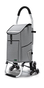 VOUNOT® Folding Shopping Trolley on 6 Wheels, Aluminium Lightweight Shopping Cart with Insulated ...