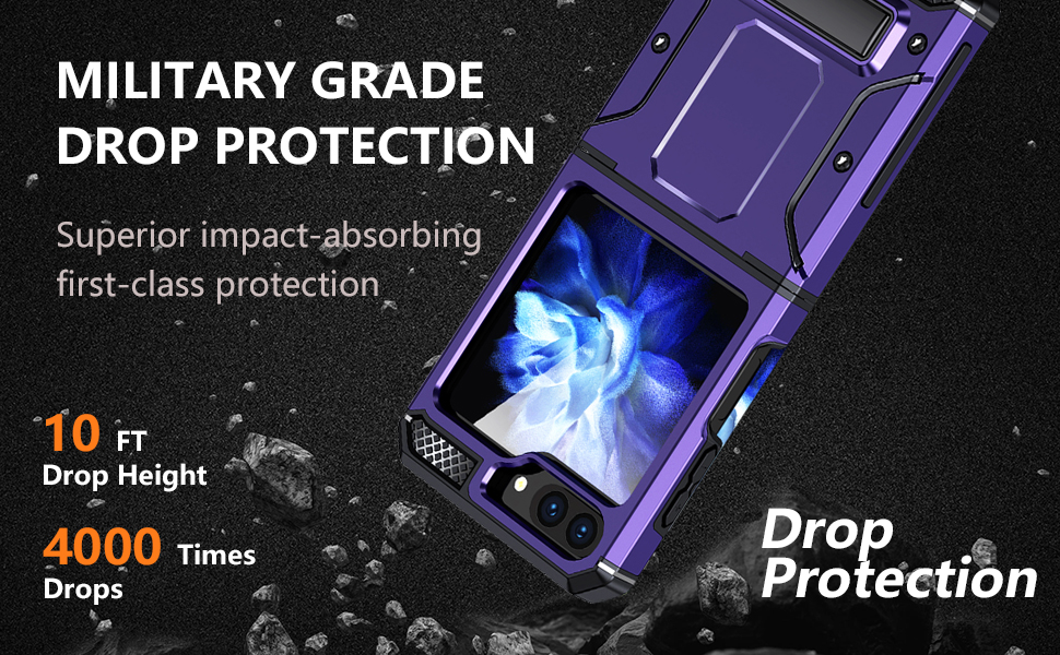 Amazon.com: KOBBRAN Galaxy Z Flip5 Case, Navy, Military Grade Drop Shockproof with Metal ...