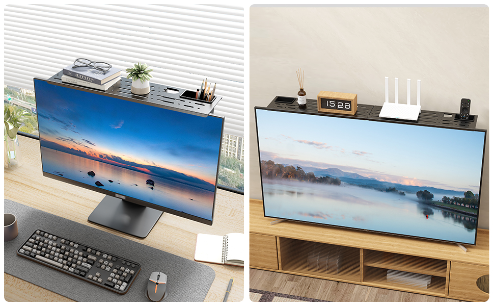 Amazon.co.jp: テレビ上ラック テレビ裏収納 工具不要で取り付け TV用アクセサリ テレビ 棚 上 耐荷重6kg TV上収納棚 スマート smart ルーター収納 モニターラック ...