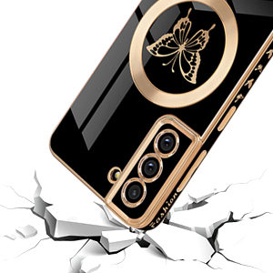 Amazon.com: Newseego for Samsung Galaxy S21 5G Magnetic Case, Cute Butterfly Plating Edge Case ...