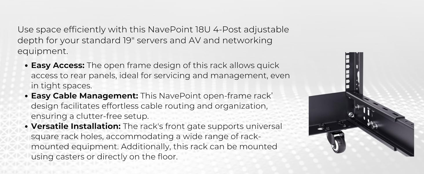 Amazon.com: Navepoint 18U Professional 4-Post IT Open Frame Server Network Relay Rack Black ...