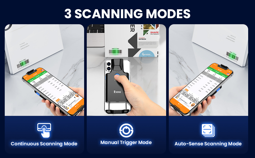 Eyoyo Bluetooth QR Code Scanner, Back Clip Phone Barcode Scanner ...