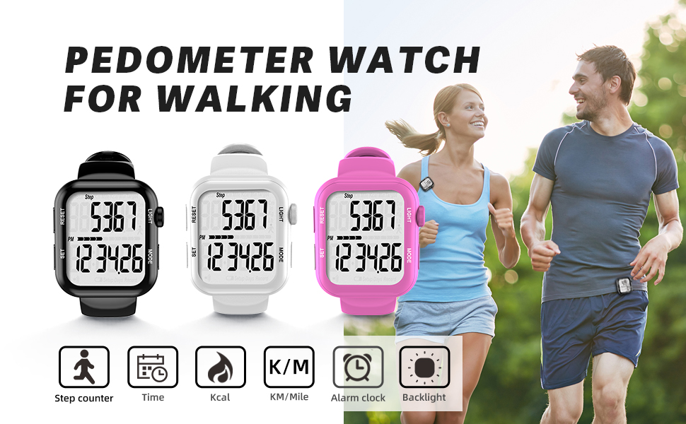 Pedometer Watch, Multi-Function Pedometer for Walking Steps and Miles ...
