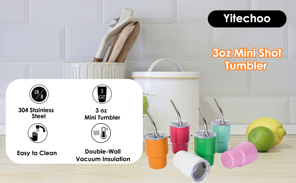 Amazon.com | 6 Pack Mini Tumbler Shot Glass with Straw and Lid, 3 OZ ...