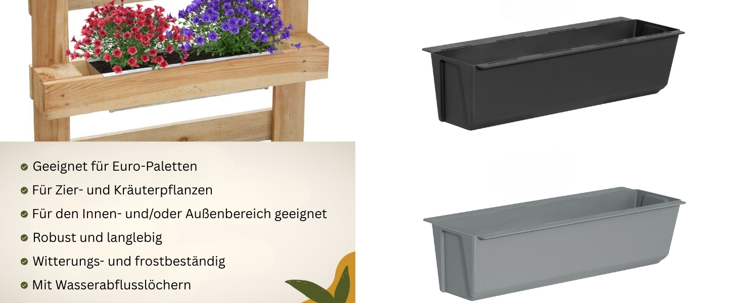 ARTECSIS Paletten Blumenkasten 12er Set Anthrazit Pflanzkasten Einsatz Europalette 37cm: Amazon ...