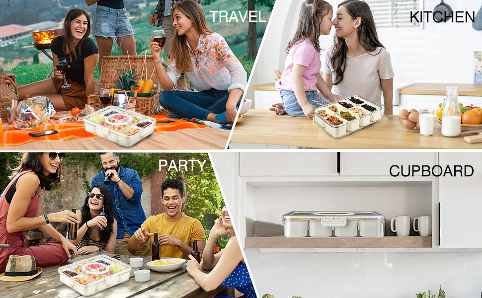 Amazon.com | Olassubd 8 Grid Snack Box Container Divided Serving Tray ...