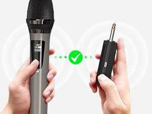 JYX Dual UHF Wireless Microphones with Rechargeable Receiver - Handheld Dynamic Mics, 160ft ...