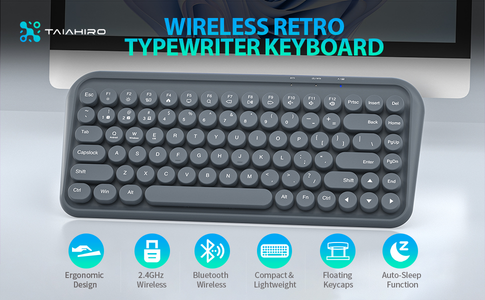 Amazon.com: Taiahiro Wireless Bluetooth Keyboard, 2.4GHz Dropout-Free Connection, Portable 84 ...