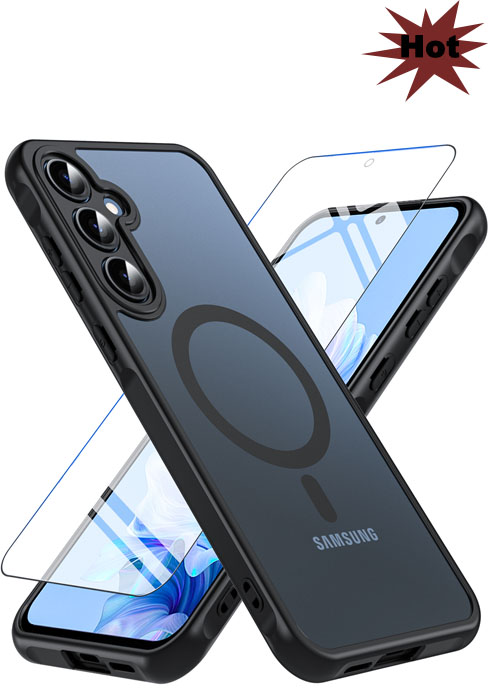 ottpluscase for Samsung A55 5G Phone Case with Tempered Glass Screen Protector,[Shockproof ...