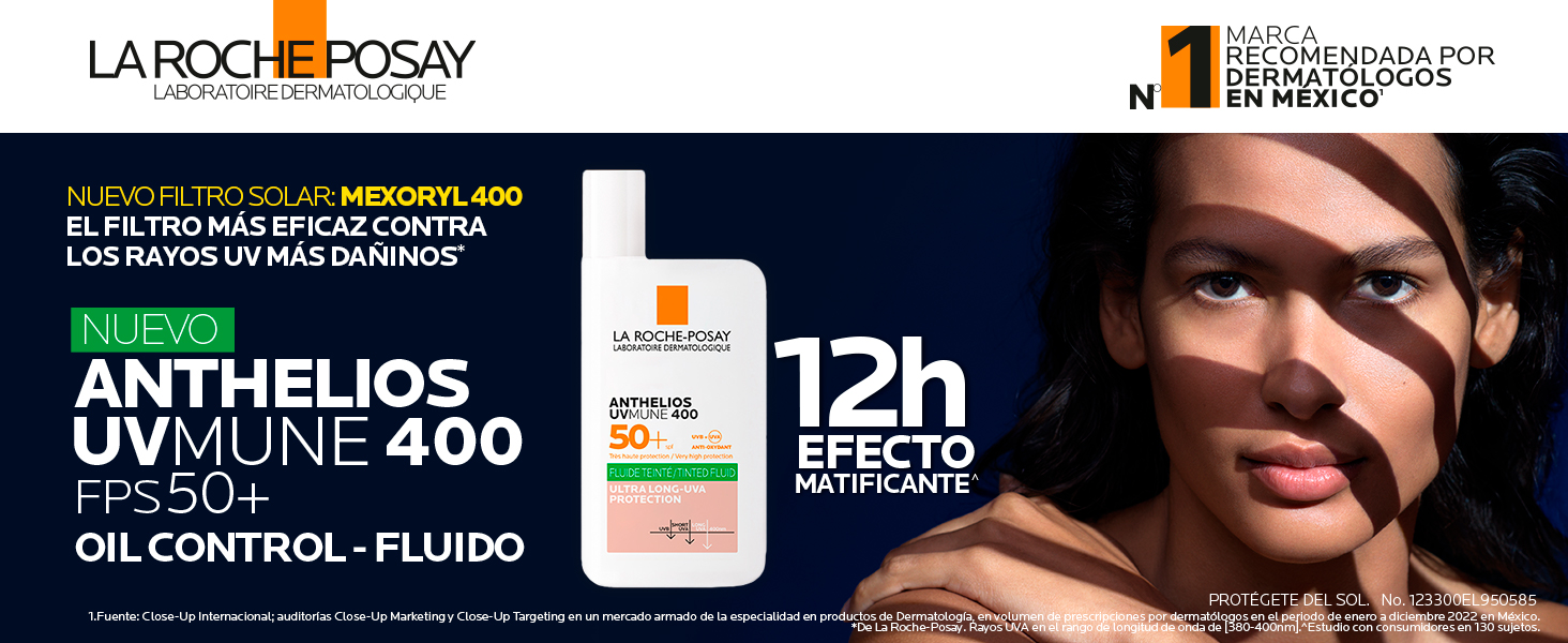 La Roche-Posay Anthelios UV MUNE 400 Oil Control Fluido FPS 50+ con color : Amazon.com.mx: Belleza