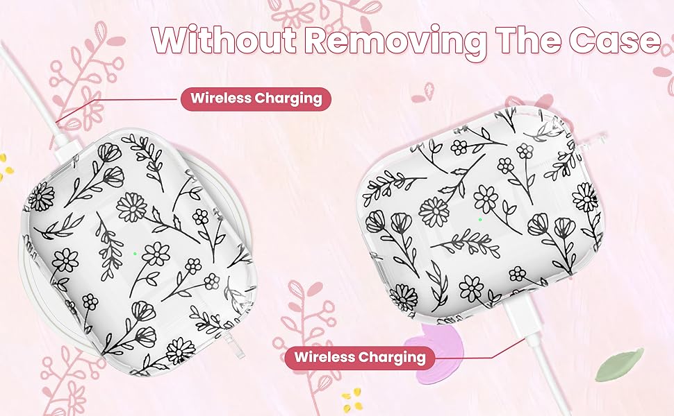 Amazon.com: MINSCOSE Compatible with AirPods 4 Clear Case,Cute Flower Floral Aesthetic Design ...