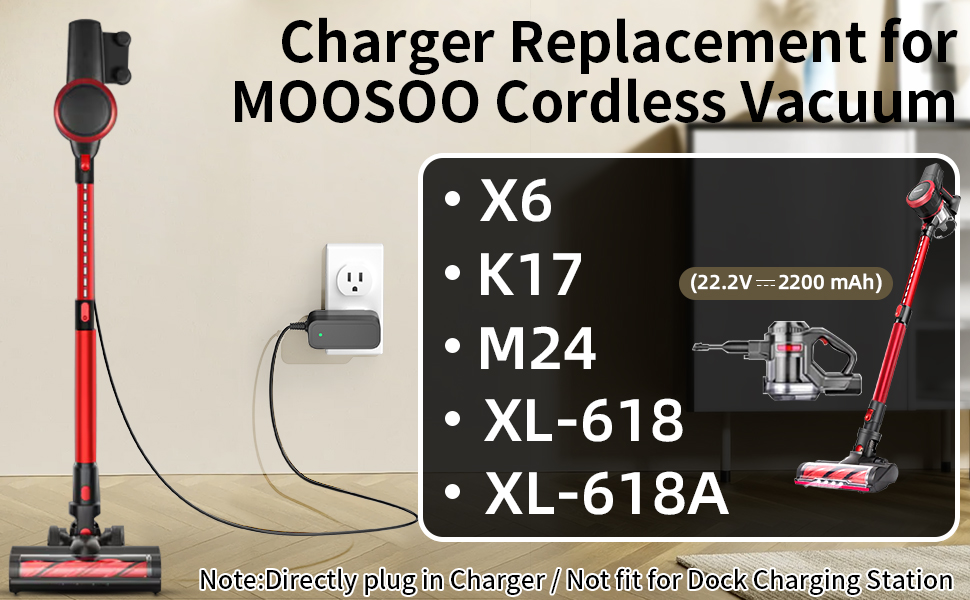 Amazon.com: 26V Charger for MOOSOO Cordless Vacuum Cleaner Power Cord Compatible with MOOSOO M ...