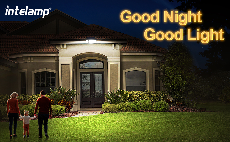 intelamp Solar Outdoor Lights,6000mAh Solar Motion Sensor Outdoor Lights with Dual Sensors ...