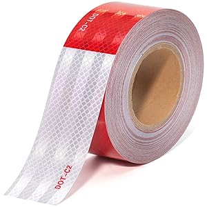 THKULKME DOT-C2 Reflective Tape 2 Inch X 100 Feet Red White Reflector Adhesive Conspicuity ...