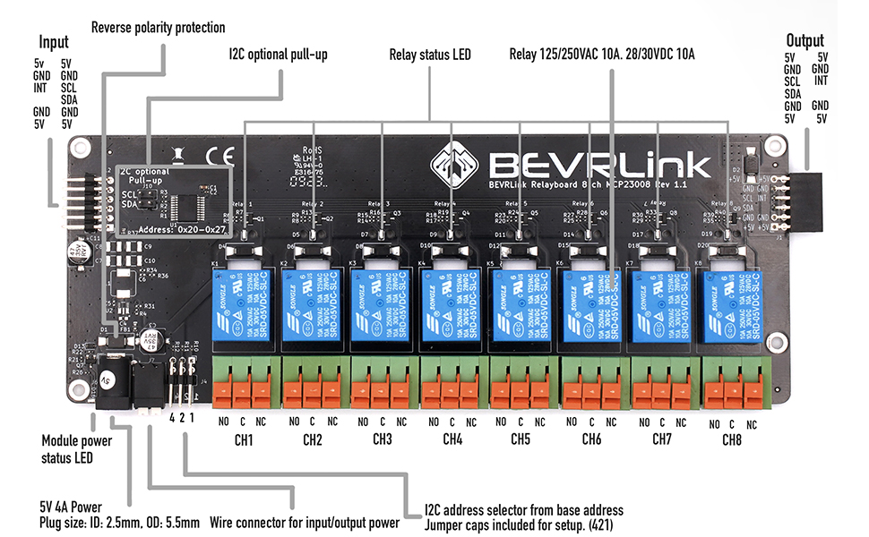 Amazon.com: BEVRLink 8 Channel Relay V1 5V Compatible with Arduino, Raspberry Pi, Rock, ESP32 ...