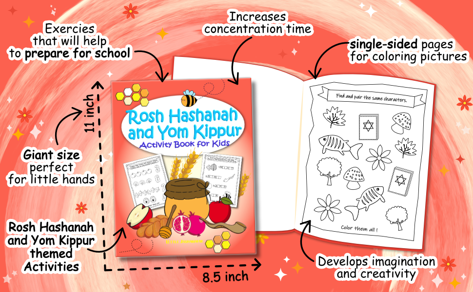 Rosh Hashanah And Yom Kippur Activity Book For Kids: Coloring Pages ...