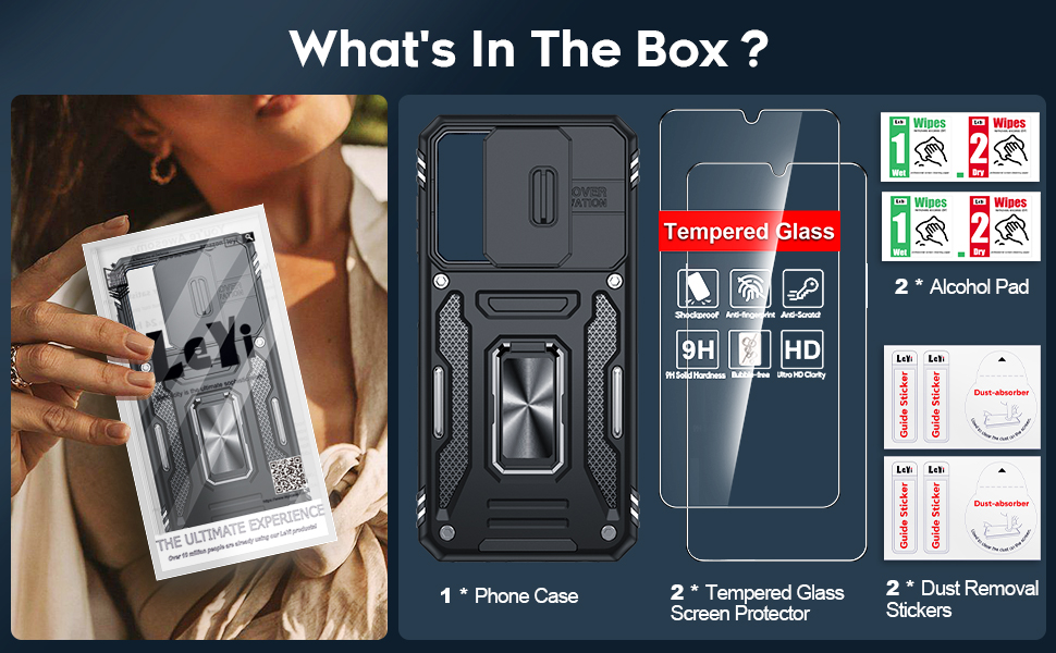 LeYi for Samsung Galaxy A25 5G Phone Case, with Camera Lens Cover Slider, 2 Pack Screen ...