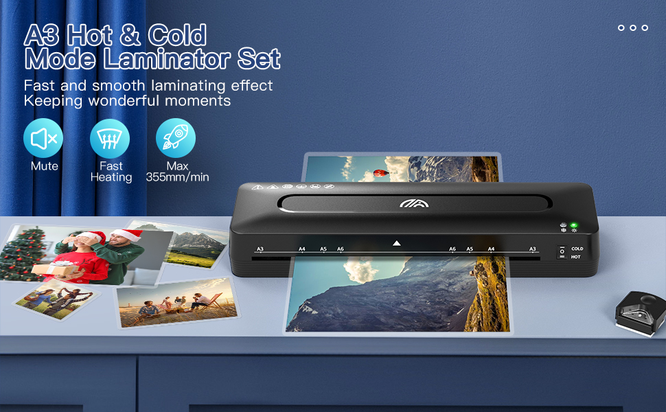 A3 Laminator Machine Laminating Machine - Cold and Thermal Laminator with 30 Laminating Sheets ...