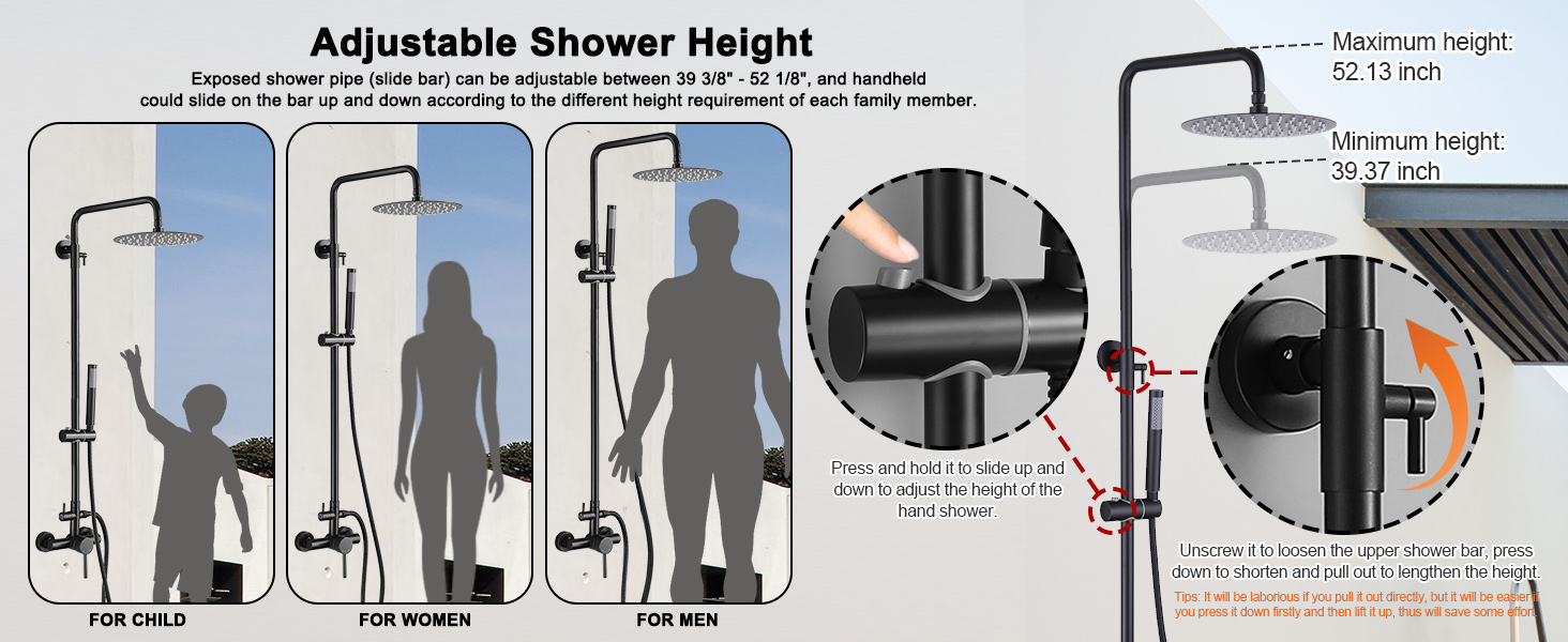 Amazon.com: RBROHANT Outdoor Shower, Wall Mount Outdoor Shower Kit, Outside Shower Faucet with ...