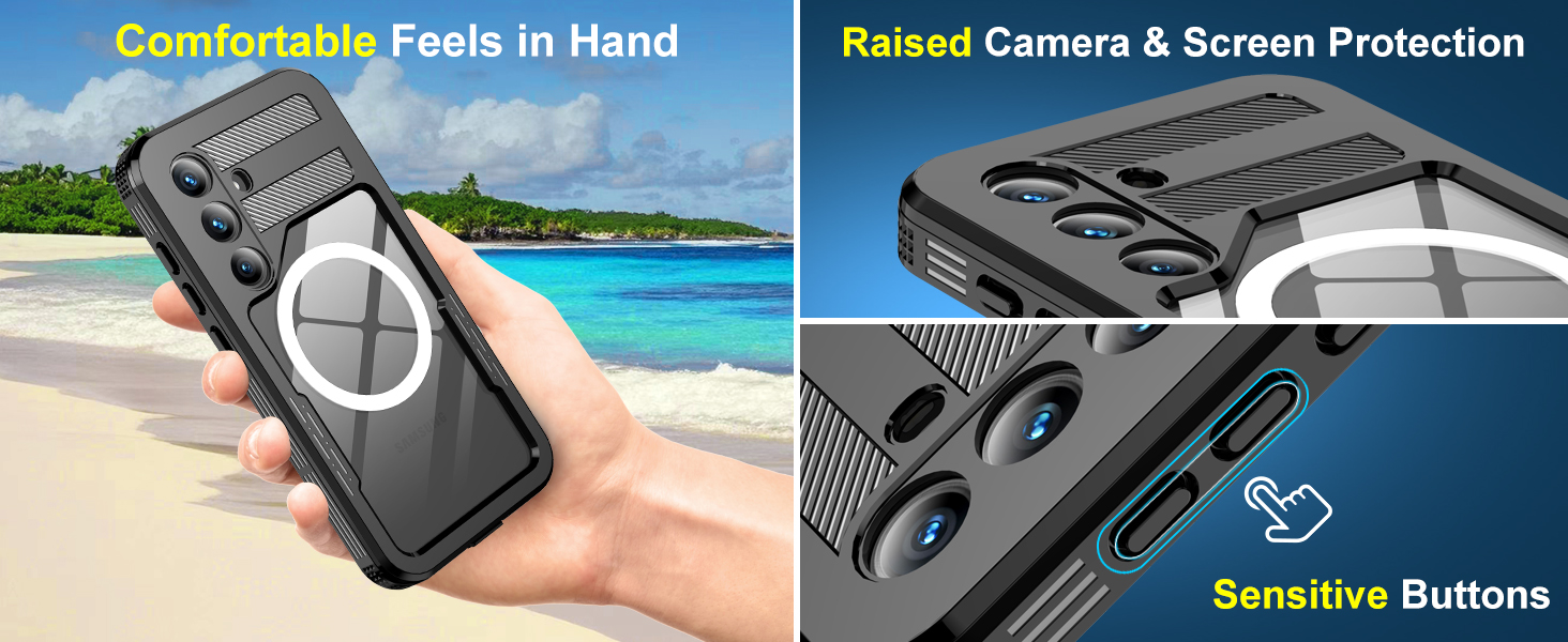 Amazon.com: Ezanmull for Samsung Galaxy S25 Plus Waterproof Case, with Built-in Screen Protector ...