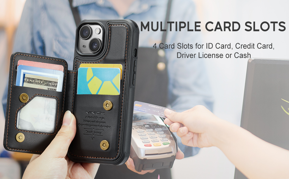 Amazon.com: Vinich for iPhone 15 Plus Wallet Case with Card Holder, RFID Blocking for iPhone 15 ...