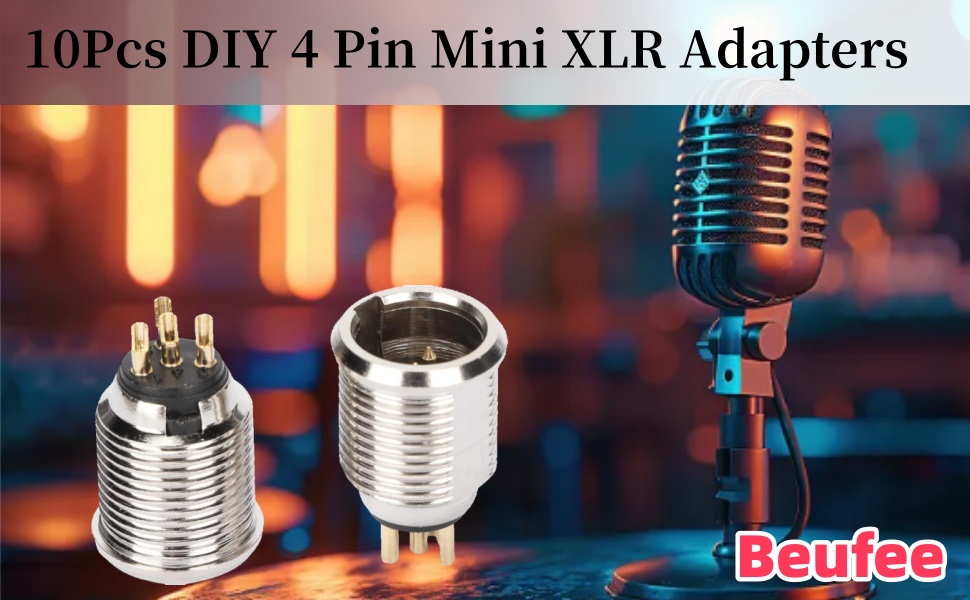 Amazon.com: Beufee 10Pcs DIY 4 Pin Mini XLR Adapters, 4 Pin Mini XLR Male Socket Connector 4 Pin ...