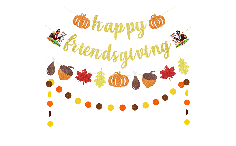 Amazon.com: Gold Happy Friendsgiving Banner Thanksgiving Party Banner ...