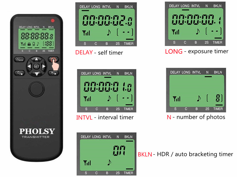 Amazon.com: PHOLSY Wireless Timer Remote Control with Intervalometer HDR for Sony a1, a9, 9M2 ...