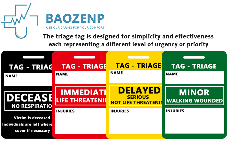 Triage Tag Card Sets for First Aid & Emergency Response - Set of 4 ...