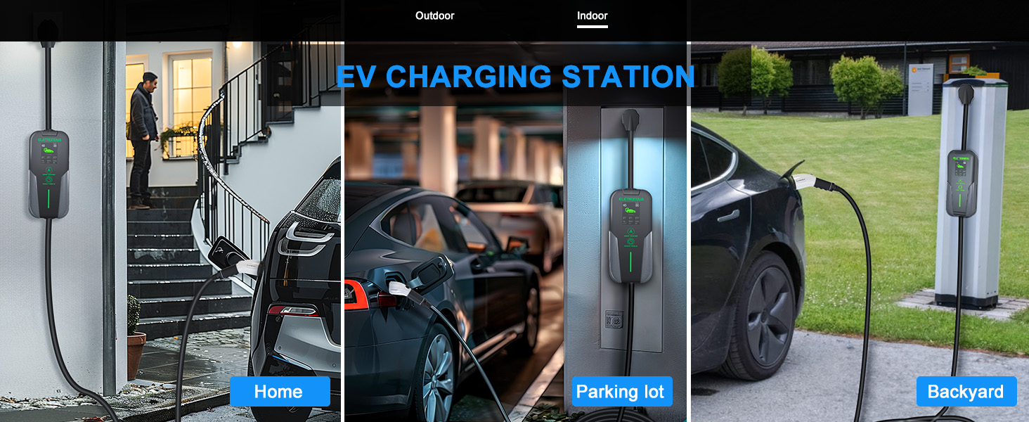 Amazon.com: Level 2 EV Charger 240V /40 Amp UL & Energy Star Certified Metal Case Indoor/Outdoor ...