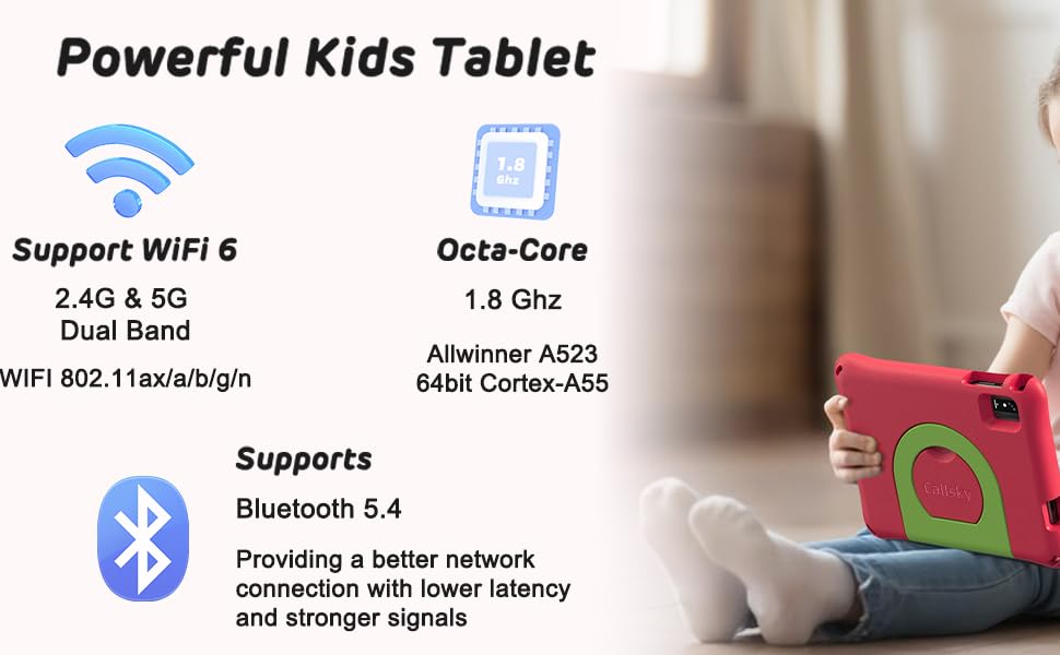 تابلت T8S للأطفال بشبكة الجيل الخامس 5G من جي-تاب، تابلت بتقنية الواي فاي وذاكرة رام 4 جيجابايت ...