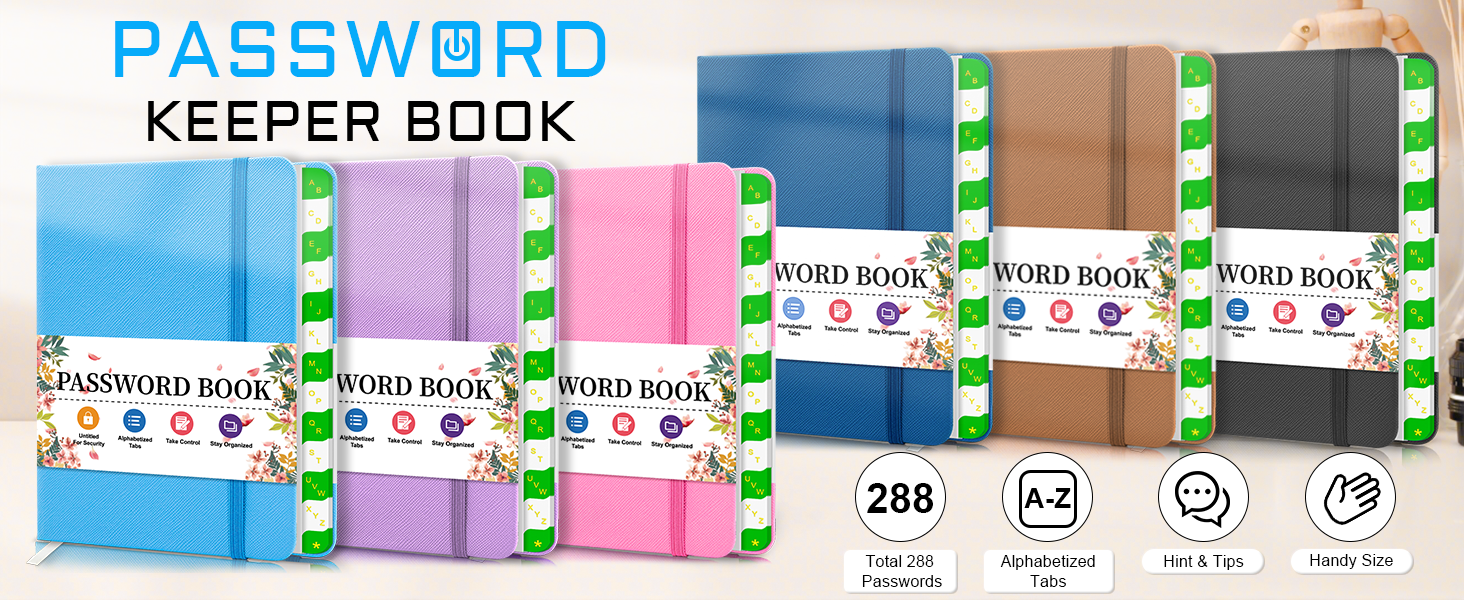 Password Books – Small Password Keeper Book with Alphabetical Tabs ...