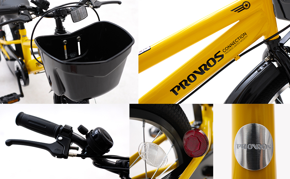Amazon.co.jp: PROVROS（プロブロス）PKM-16 子供用自転車 16インチ キッズバイク 子供用ロードバイク 補助輪付き カゴ付き 泥除け付き チェーンケース付き ベル付き ...
