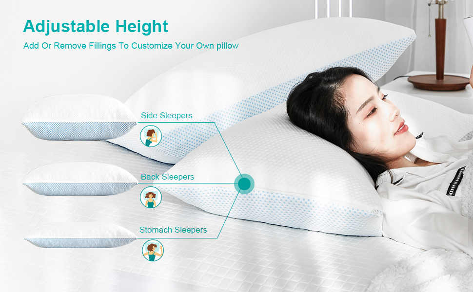 Bravbowerry Cooling Shredded Memory Foam Adjustable Queen Pillows