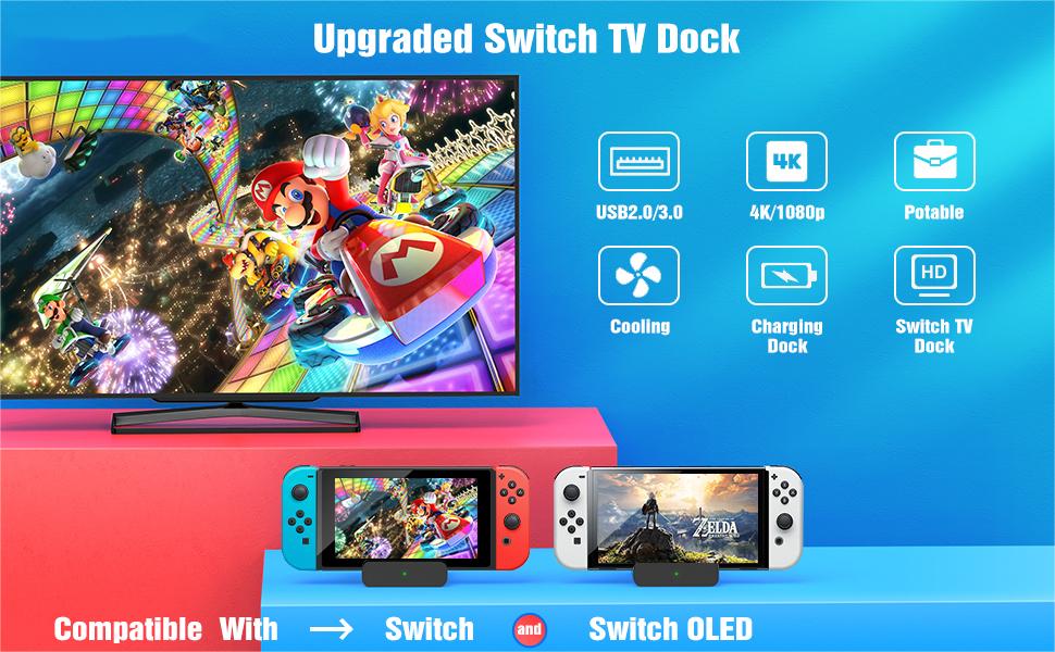 Base de Repuesto para Nintendo Switch, Adaptador HDMI 4K para Dock de TV, Acoplamiento para ...