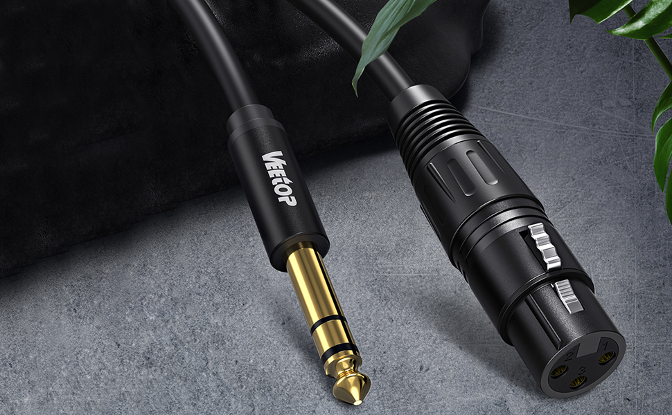 Veetop 1m 6.35mm to XLR Cable XLR Female to 6.35mm 1/4 Inch TRS Cable 1/4" Stereo Jack TRS ...