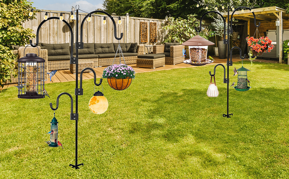 Amazon.com: 108 in Shepherds Hooks for Outdoor,1 in Thickened Pipe Heavy Duty Metal Bird Feeder ...