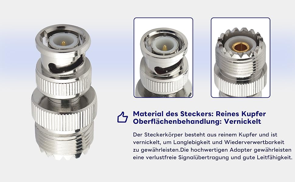 Boobrie UHF auf BNC Koaxial Stecker 2 Stück UHF SO239 Buchse auf BNC Stecker Adapter SO239 CB ...