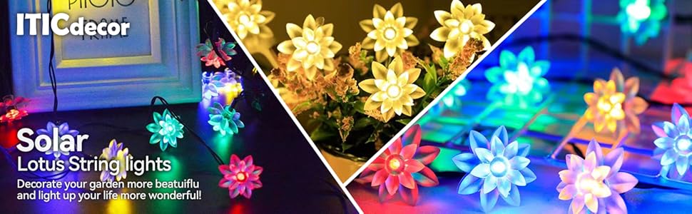 ITICdecor Solar Flower String Lights Outdoor Waterproof 50 LED Solar ...
