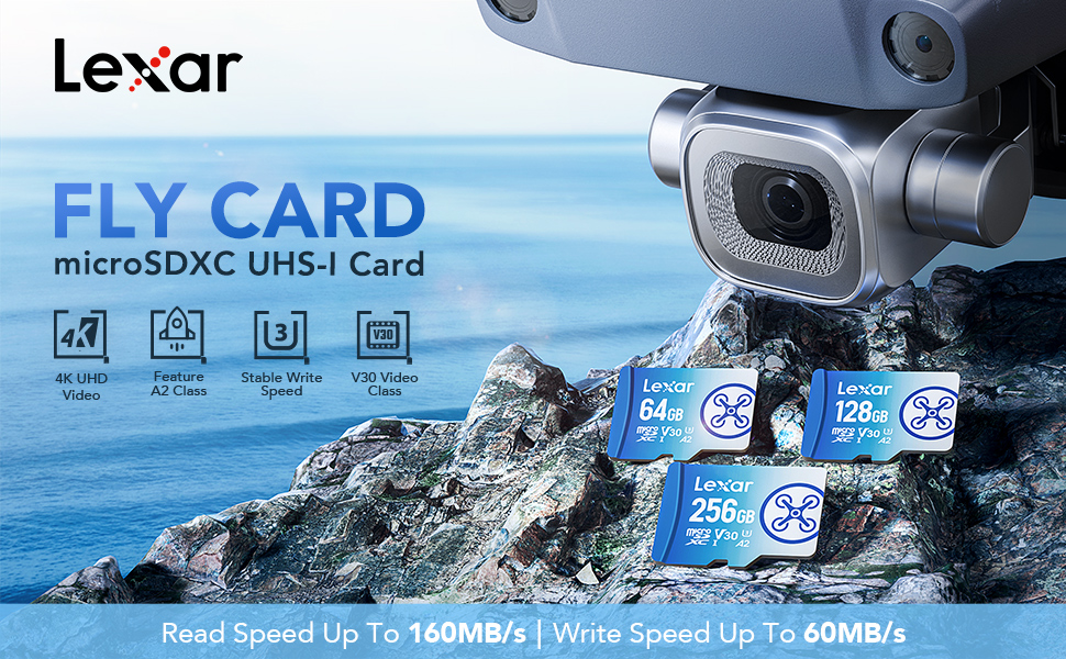 Lexar Fly Micro SD Karte 64GB, microSDXC UHS-I Karte, Bis Zu 160MB/s Lesegeschwindigkeit ...