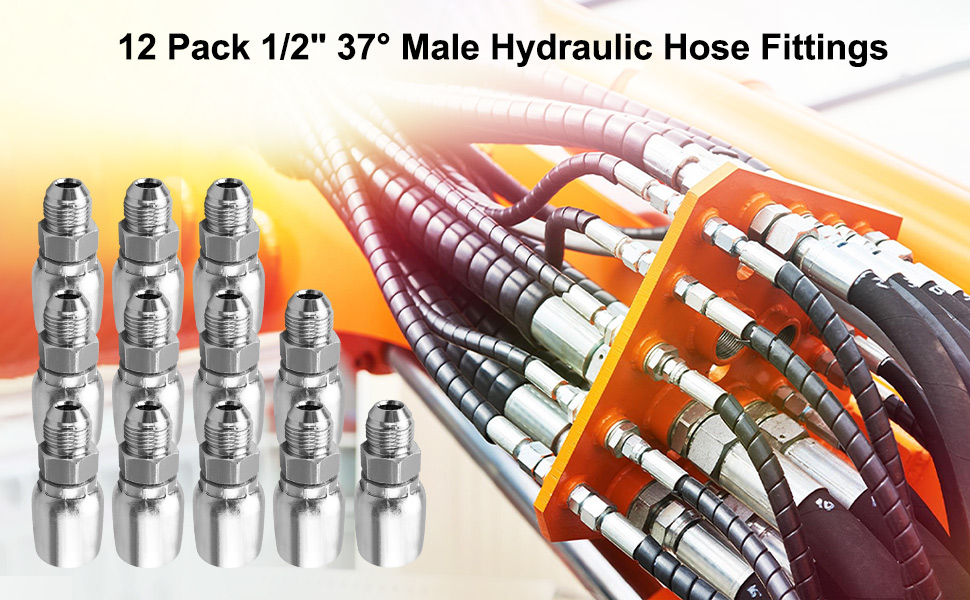 Amazon.com: 12Pcs 1/2"Hose x 1/2" JIC Male Hydraulic Hose Crimp Fitting Ends Fit for Dayco ...