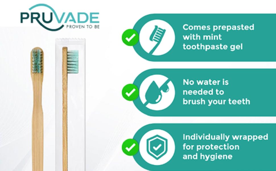 Amazon.com : PRUVADE 144 Pack Disposable Bamboo Toothbrushes with ...