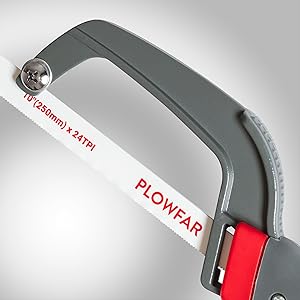 PLOWFAR Aluminum Frame Mini Hacksaw with 250mm Flexible Bi-Metal HSS Hacksaw Blade for Metal and ...