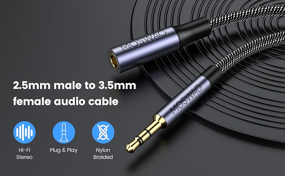 Amazon.com: MOSWAG 2.5mm Male to 3.5mm Female Stereo Audio Jack Adapter,2.5mm Balanced Male to 1 ...
