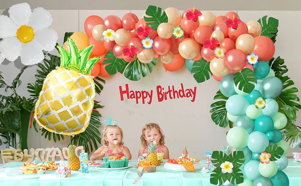 Amazon.com: Tropical Balloon Garland Arch Kit - 12", 10", 5" Rose Gold, Blush Blue Balloons with ...