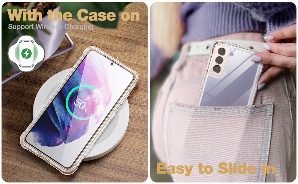 Amazon.com: SURITCH for Samsung Galaxy S21 Clear Case 6.2" (Only), [Built-in Screen Protector ...