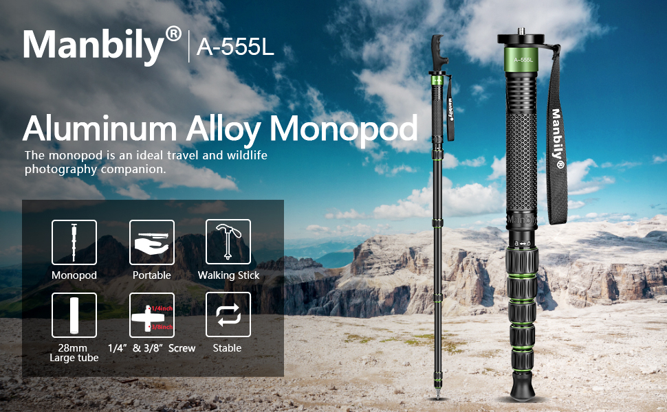 Amazon.com : Manbily Camera Monopod Aluminum Portable Compact Lightweight Travel Monopod with ...