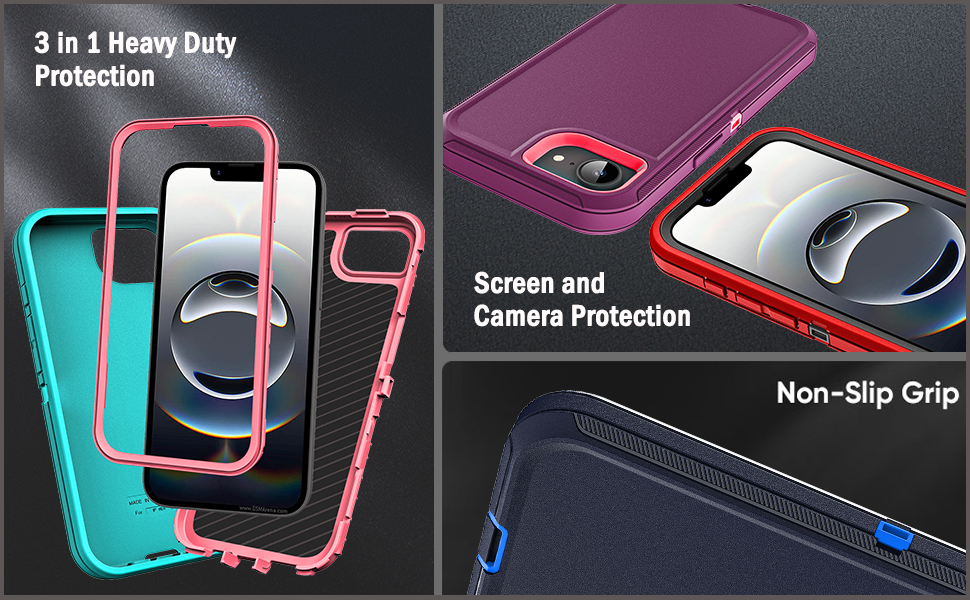 Amazon.com: YKHJKLEC for iPhone 16e Case, Military Grade 3 in 1 Heavy Duty Shockproof/Drop Proof ...